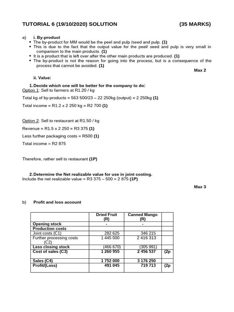 5 TUTORIAL 5 SOLUTION Mango | PDF | Revenue | Income Statement