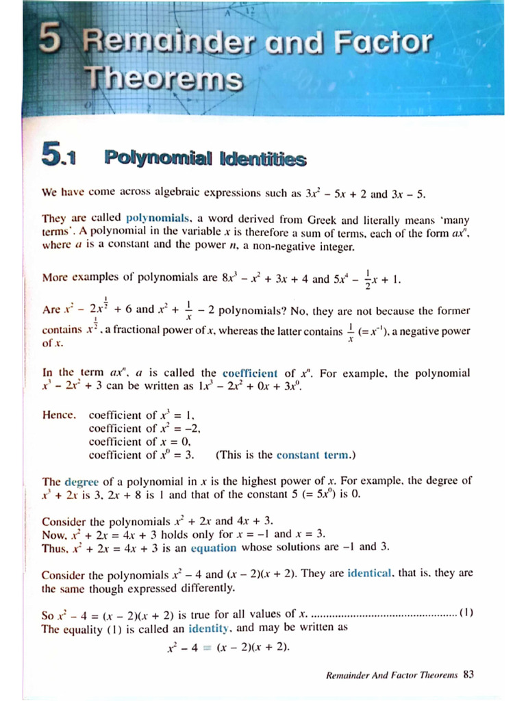 Remainder Factor Theorem | PDF