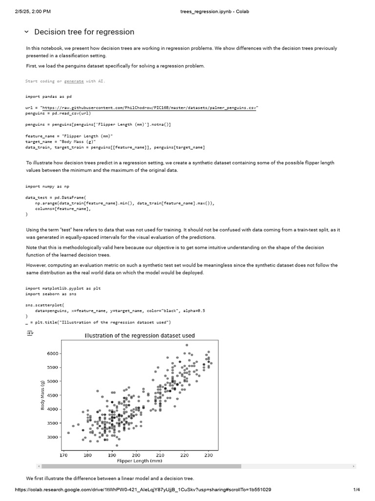 trees_regression.ipynb - Colab | PDF | Linear Regression | Regression ...