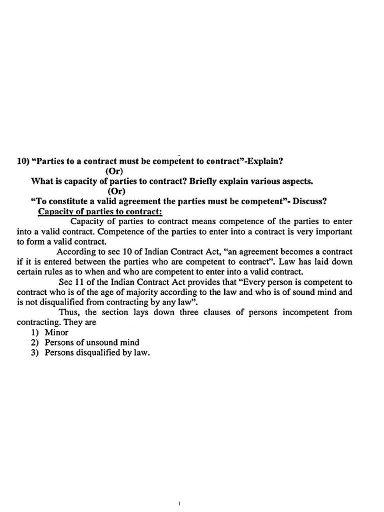 Capacity To Contract | PDF