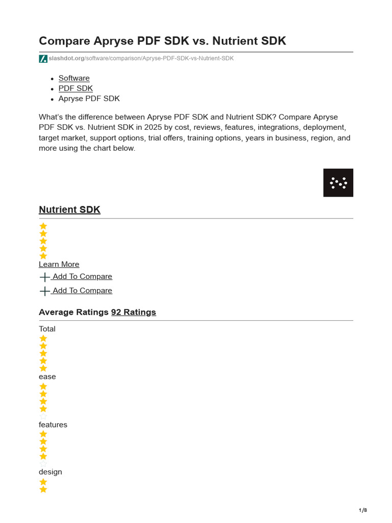 Compare Apryse PDF SDK Vs Nutrient SDK | PDF | Android (Operating System) | Software Engineering