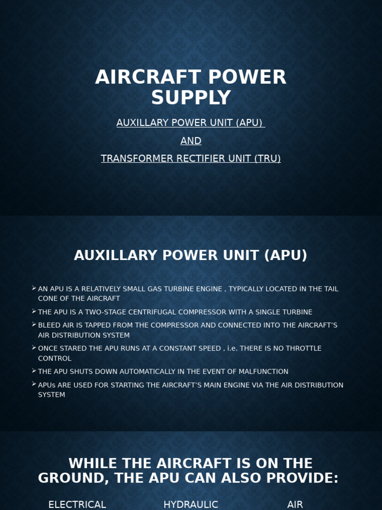 APU and TRU: Aircraft Power Systems | PDF | Electrical Engineering ...