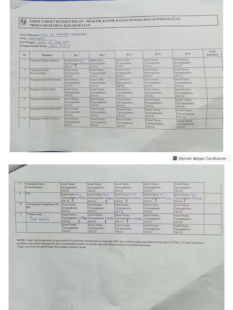 Form Target Keterampilan | PDF