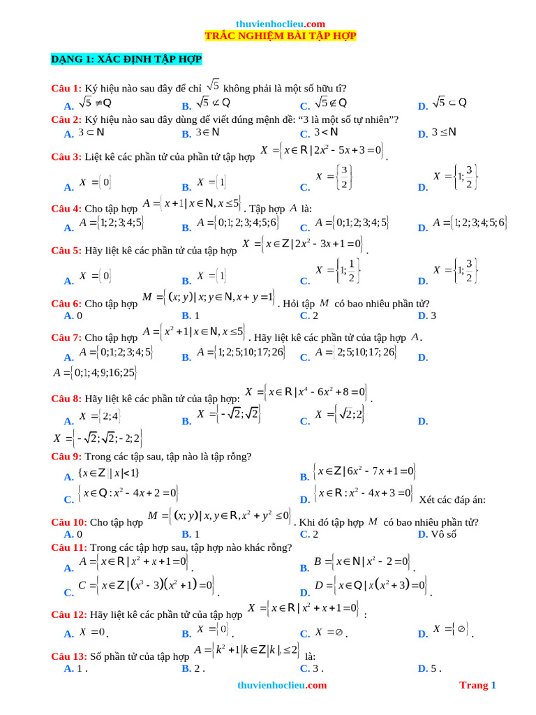 thuvienhoclieu.com-Trac-nghiem-Bai-TAP-HOP | PDF