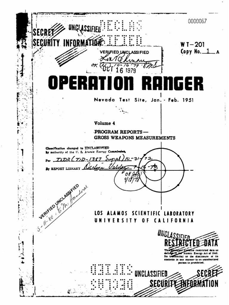 Operation Ranger - Volume 4 Gross Weapons Measurements | PDF