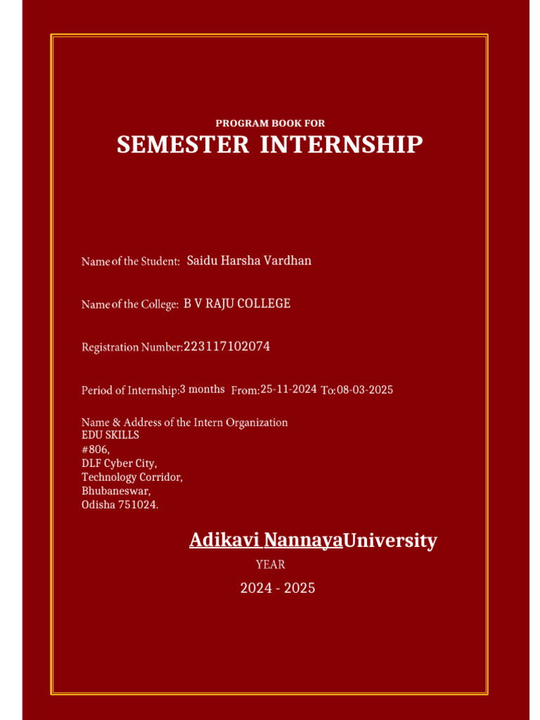 Harsha Intern Front Pages | PDF | Intelligence | Social Psychology