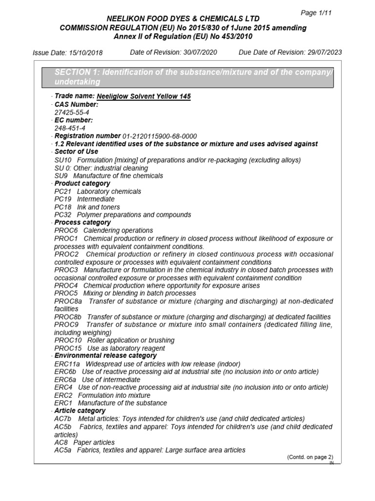 044 P 04 06 Neeliglow Solvent Yellow 145 31072020 - 720913 | PDF ...