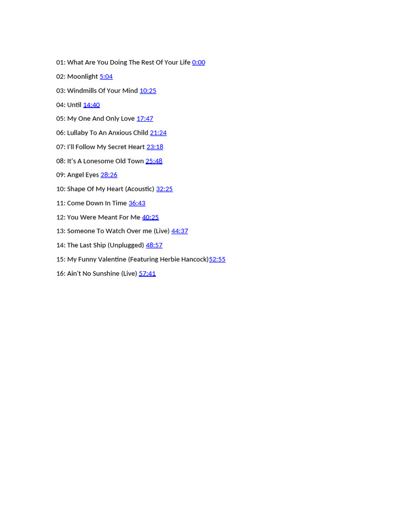 Sting: A Touch of Jazz Tracklist | PDF