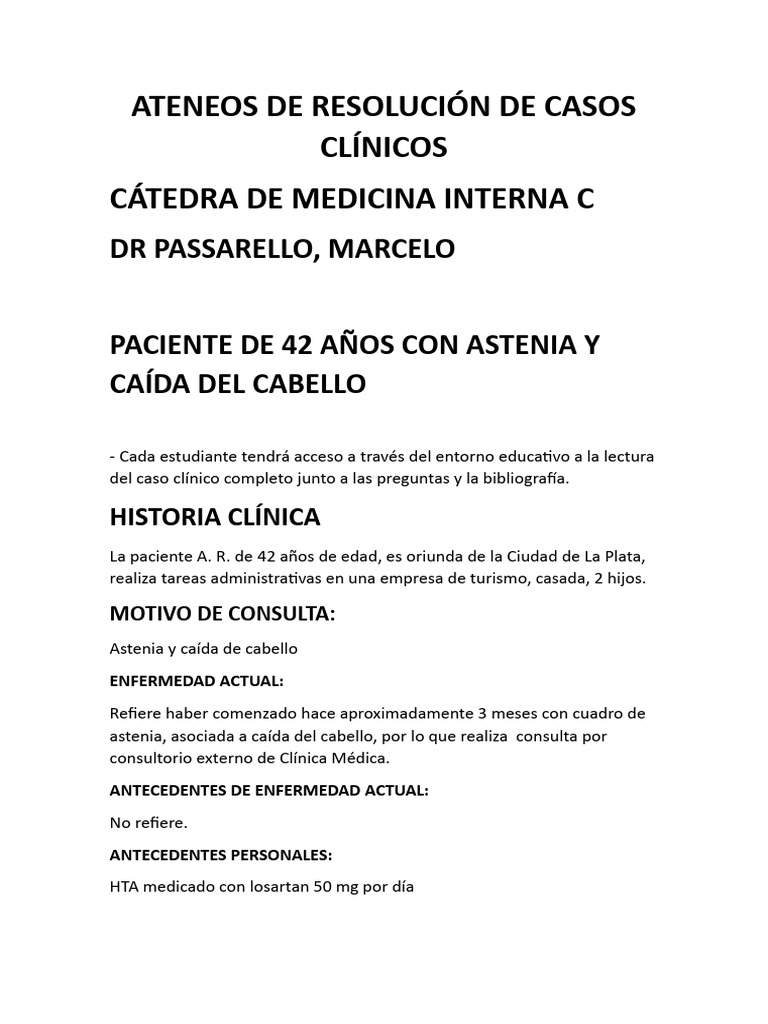 Caso Clínico Hipotiroidismo Subclínico SR | PDF | Hipotiroidismo | Hormona estimulante de la ...