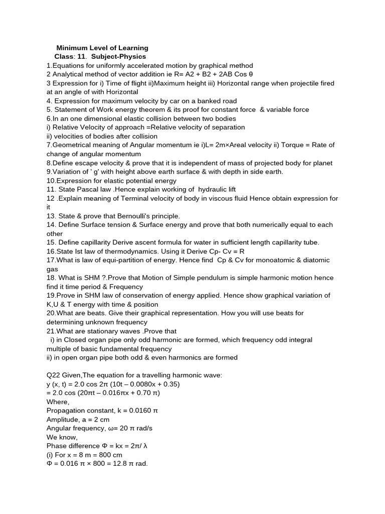 MLL 11 Physics | PDF | Velocity | Force