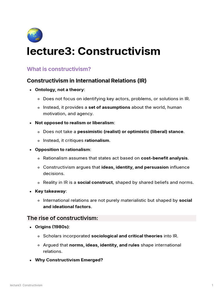 Lecture3 Constructivism | PDF | International Relations | European Union