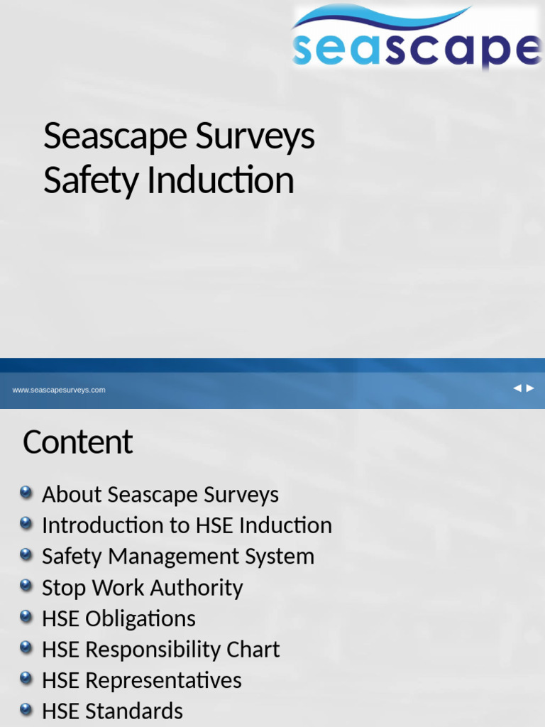 Seascape Surveys: HSE Induction Overview | PDF | Personal Protective ...