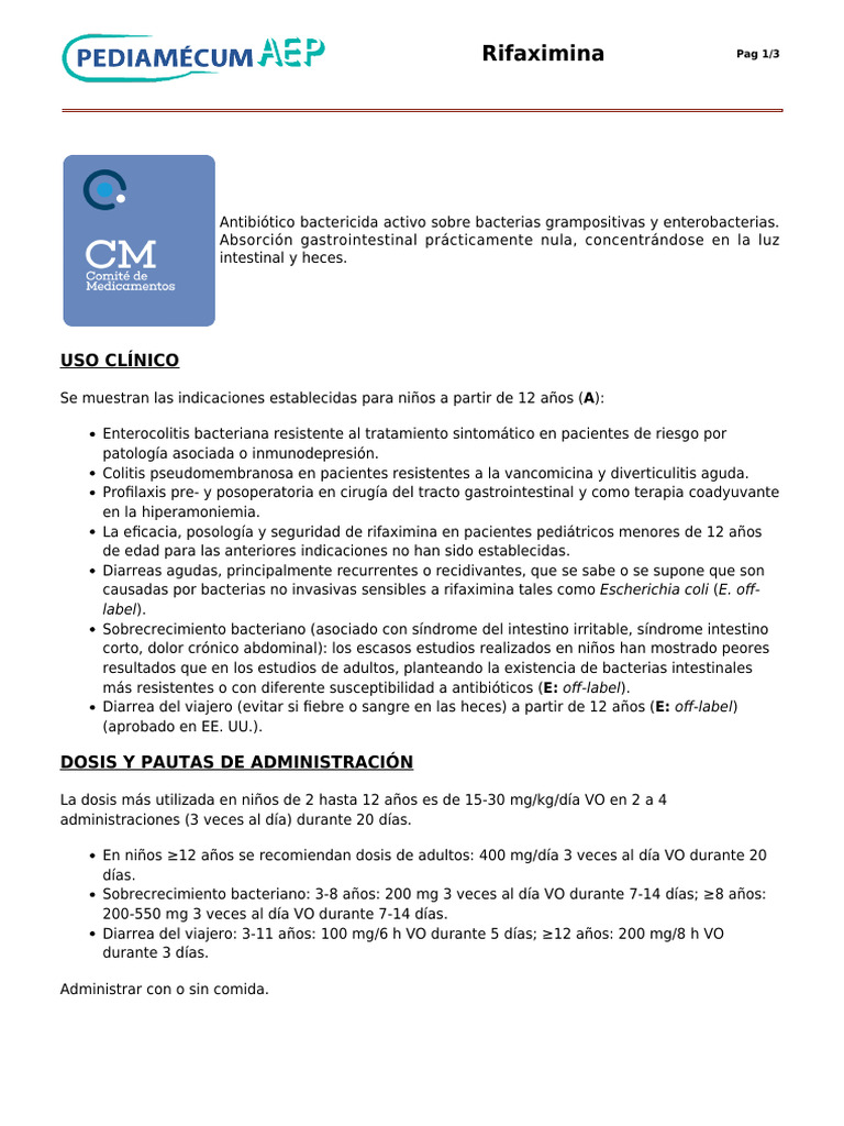 Rifaximina | PDF | Diarrea | Tratamientos médicos