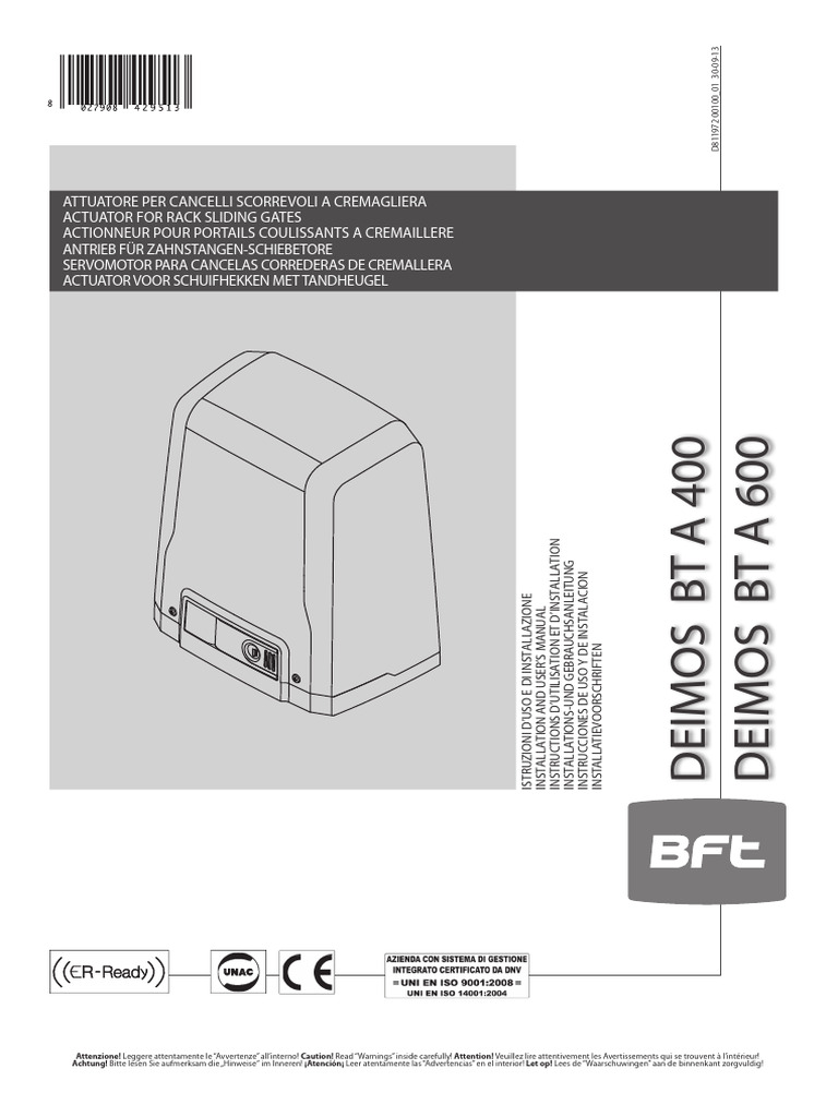 BFT Deimos BT A400/A600 Manual | PDF