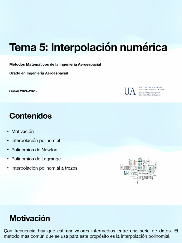 Tema5_MMIA_Aeroespacial (2) | PDF | Spline (Matemáticas) | Ecuaciones