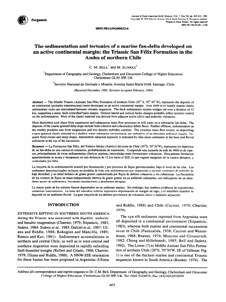 Bell & Suarez 1994. The Sedimentation and Tectonics of A Marine Fan ...