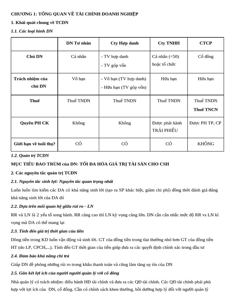 Lý thuyết TCDN1 | PDF
