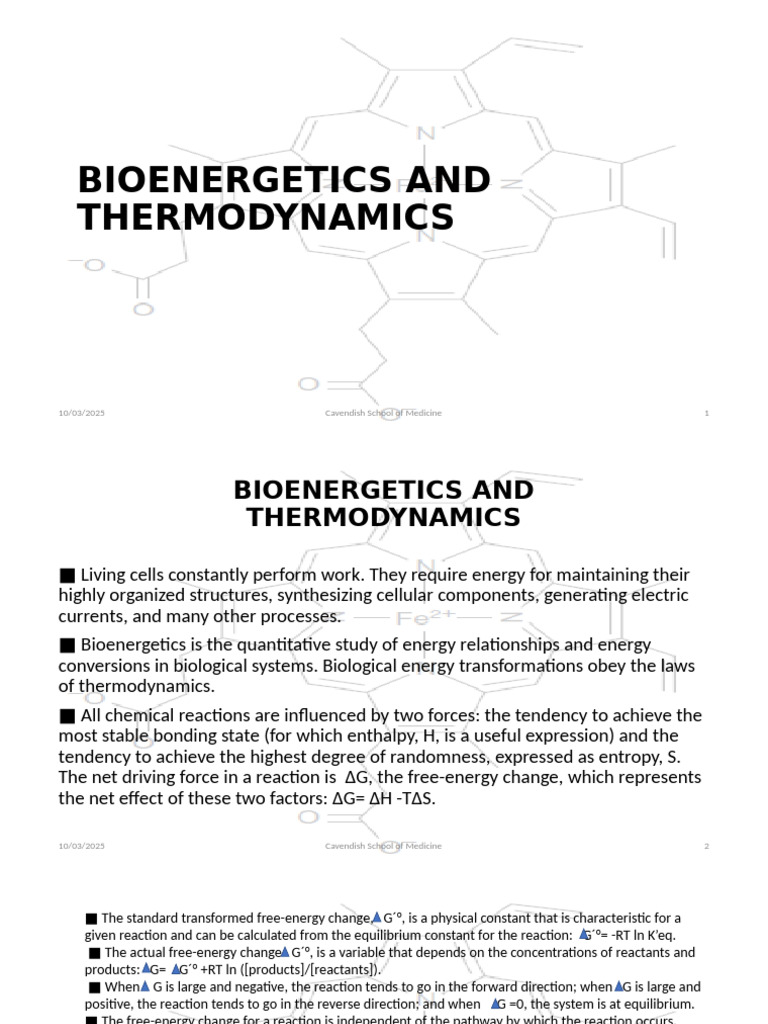 Bioenergetics and Thermodynamics Overview | PDF | Gibbs Free Energy ...