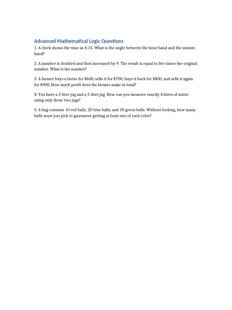 Mathematical Logic Questions | PDF