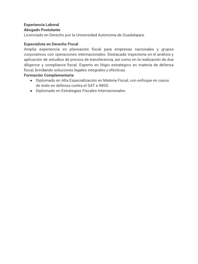 Experiencia Laboral | PDF