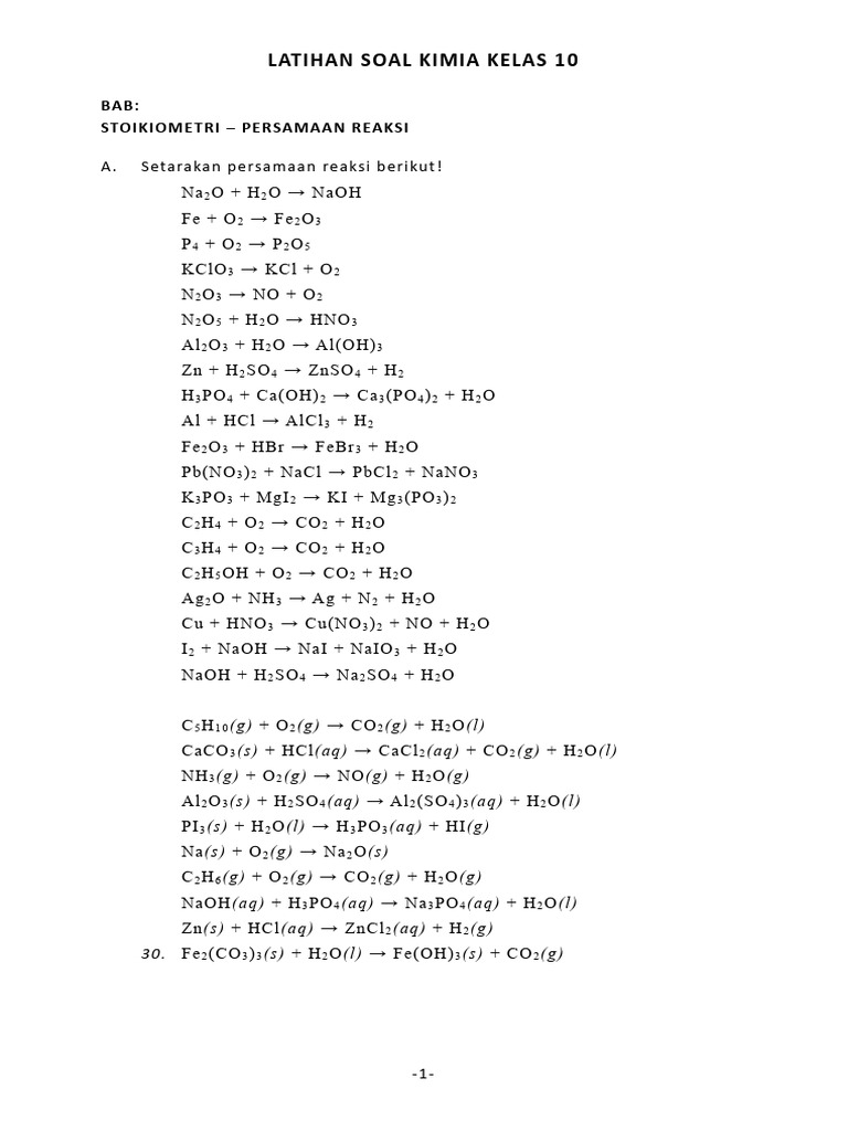 Latihan Soal Kimia kelas 10 (2) | PDF