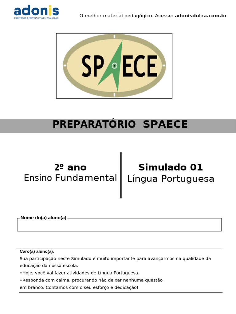 Simulado 01 - Português - 2º Ano (Professor Adonis) | PDF | Cães