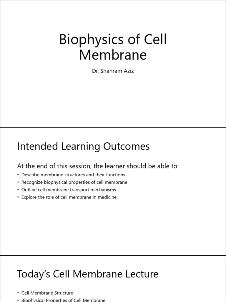 Biophysics of Cell Membrane | PDF | Cell Membrane | Lipid Bilayer