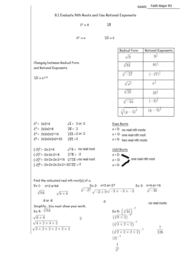 Nth Roots and Rational Exponents Guide | PDF | Exponentiation | Mathematics