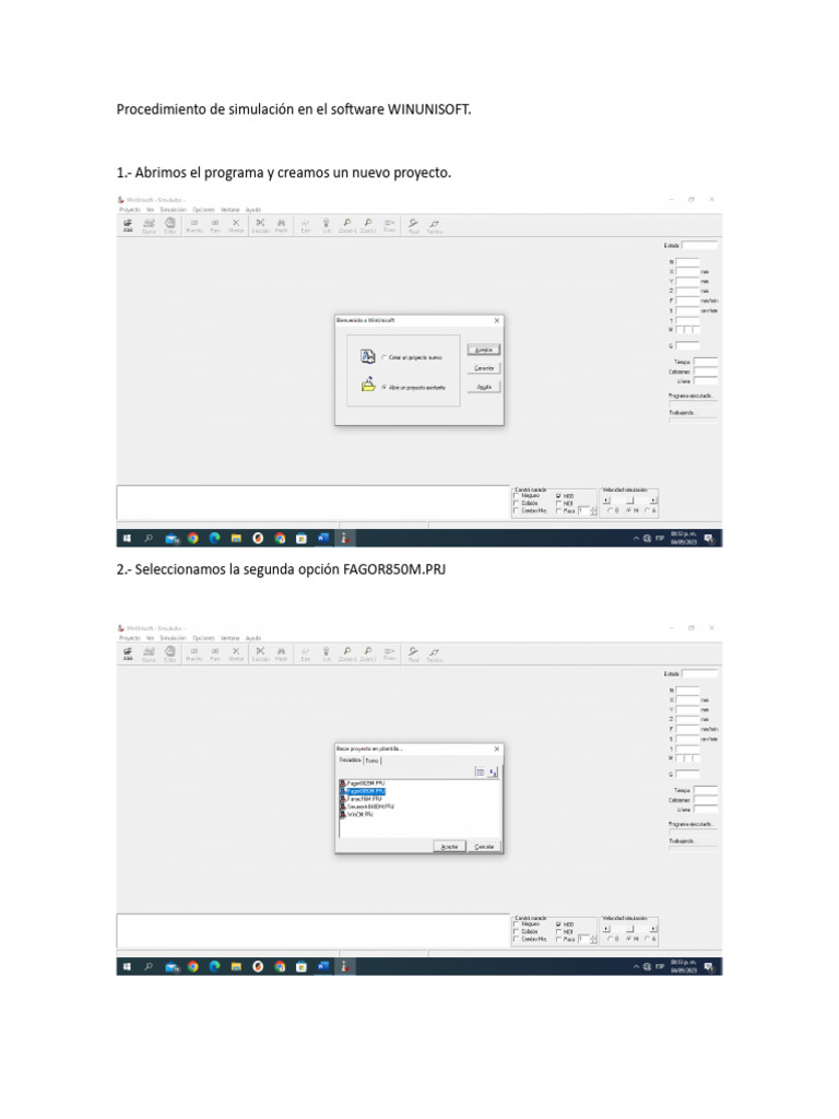 Procedimiento de Simulación en El Software WINUNISOFT | PDF