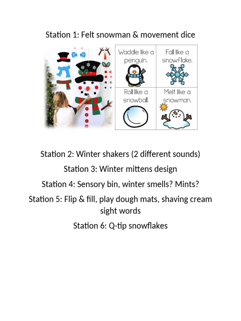 Winter Sensory Station Ideas | PDF