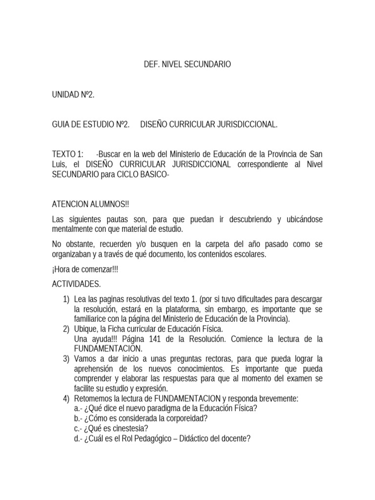 Guia 2 Def. DCJ - Secundario | PDF | Plan de estudios | Comunicación humana