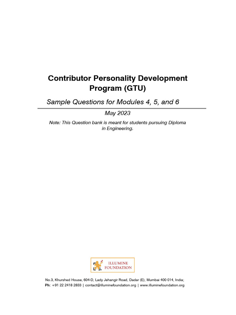 CPDP Question Bank For Diploma Students Modules-4,5,6 r1 | PDF | Entrepreneurship | Agriculture