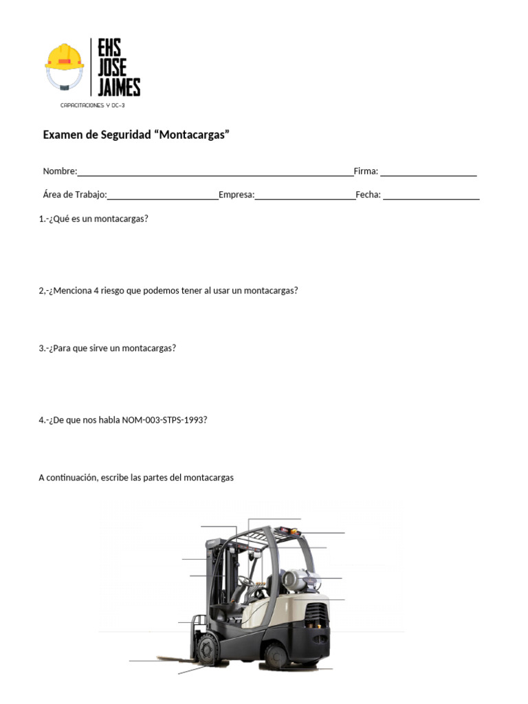 Examen Montacargas | PDF