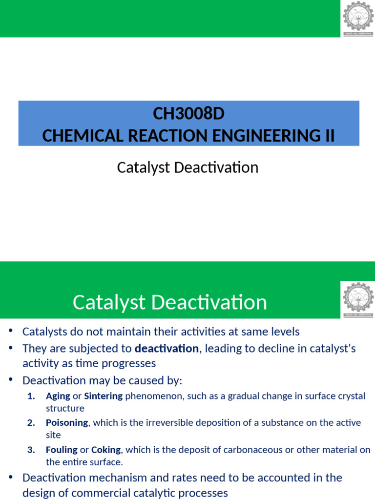 CRE II Catalyst Deactivation | PDF | Catalysis | Process Engineering