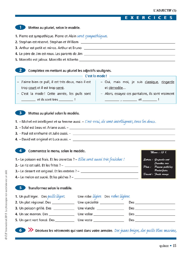 Adjectifs Et ACCORD | PDF