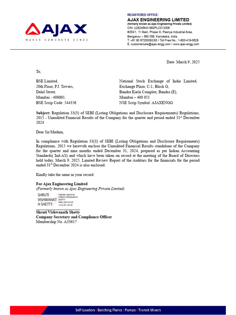 Subject:: Ajax Engineering Limited | PDF