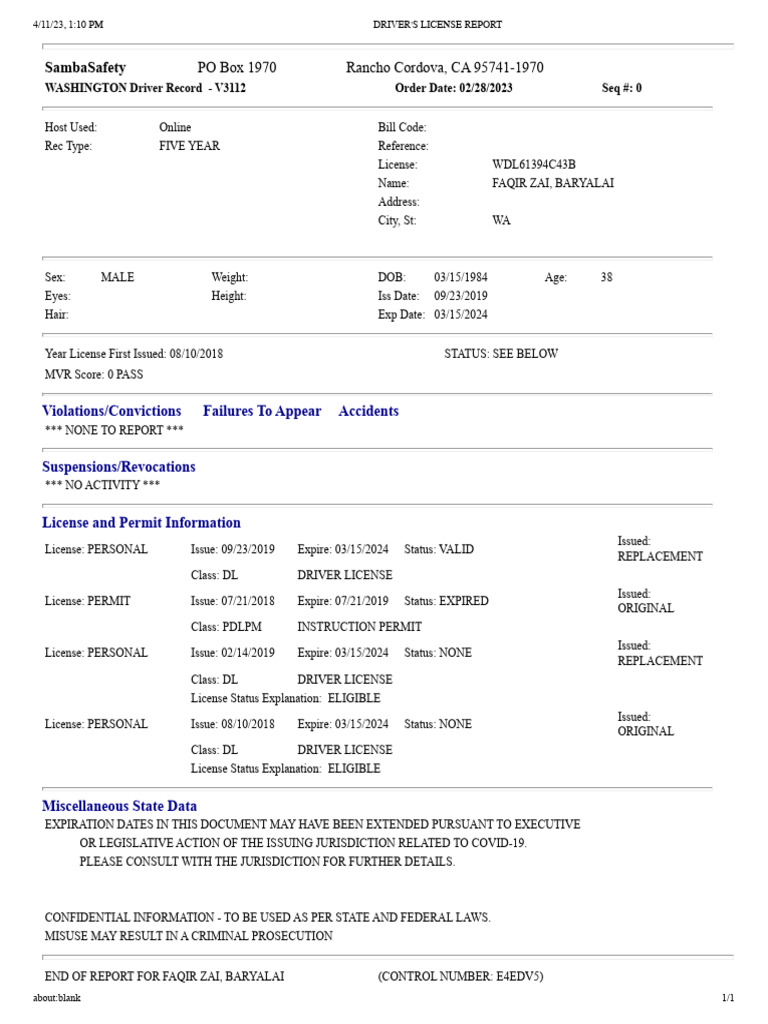 DRIVER'S LICENSE REPORT | PDF | Driver's License | Justice