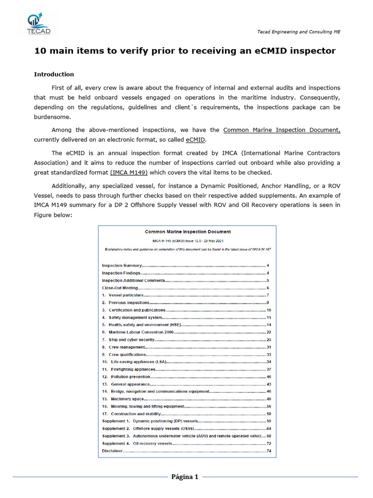 eCMID Inspection Preparation Checklist | PDF | Computer Security | Security