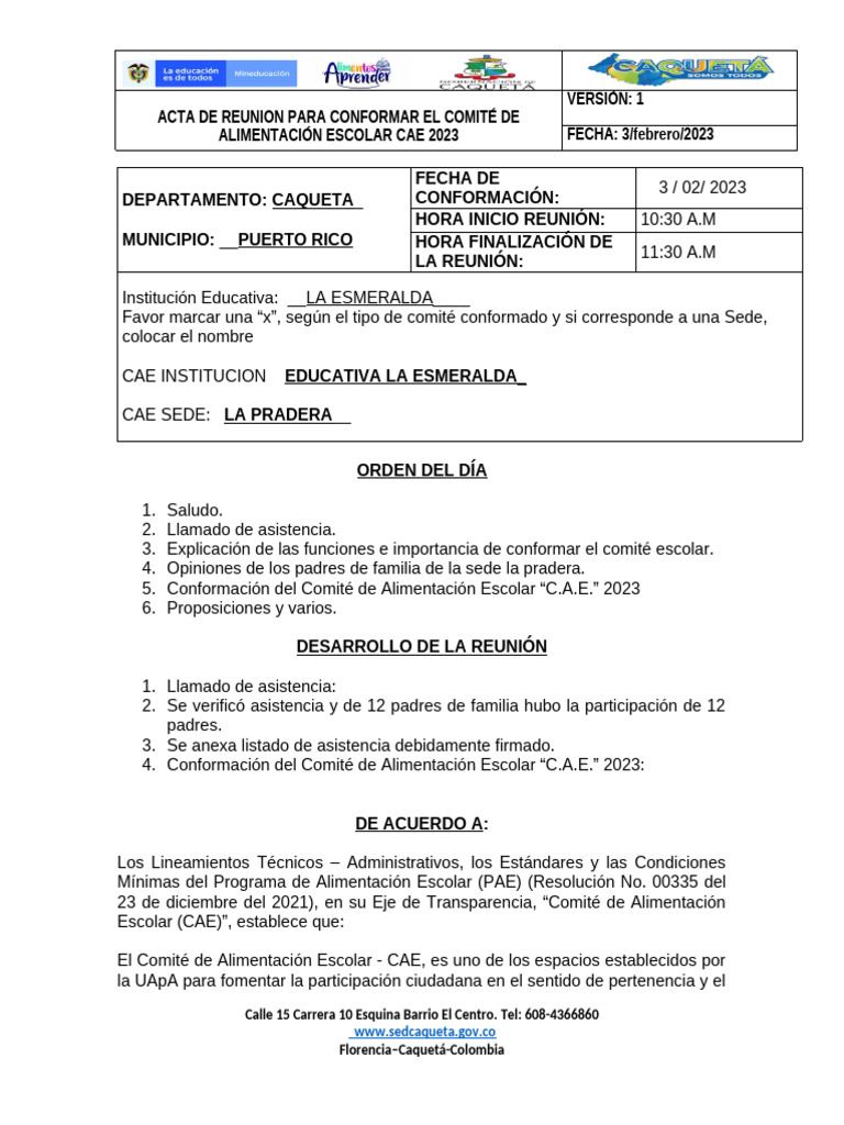 2._ACTA_DE_CONFORMACIO_CAE_2023-_PRADERA | PDF