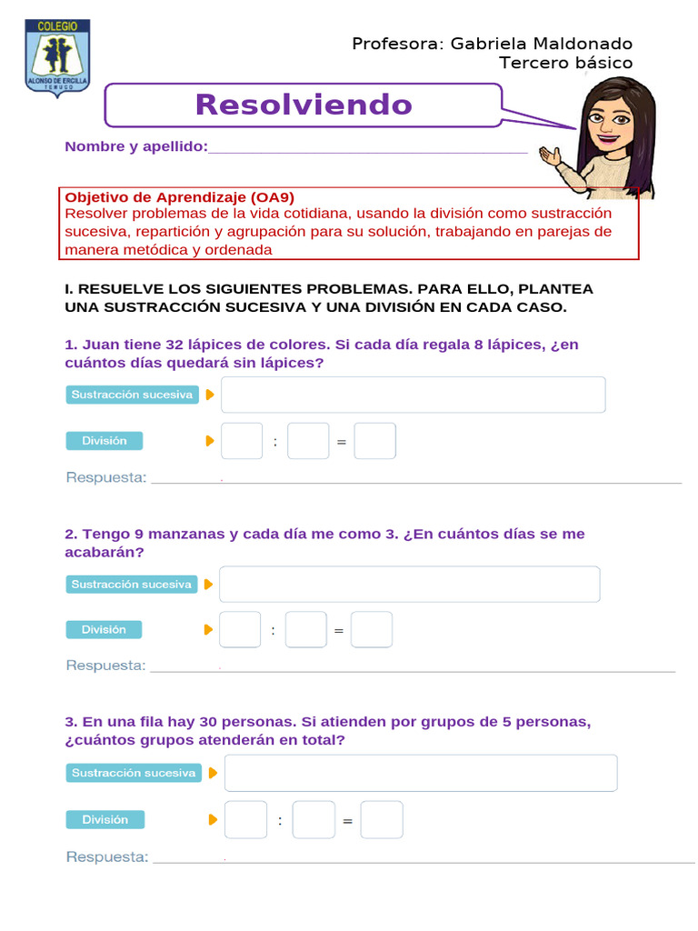 Taller Resolviendo Divisiones 1 | PDF