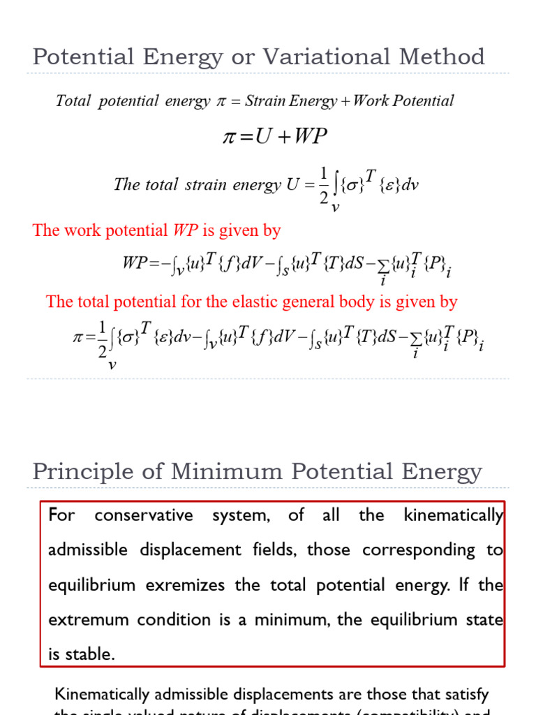 20-Minimum Total Potential Energy Formulation-17!02!2025 | PDF | Stress (Mechanics) | Beam ...