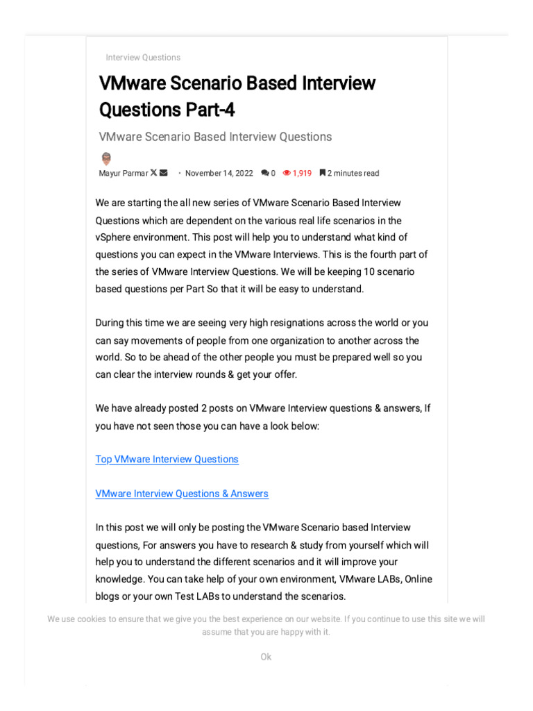 VMware Scenario Based Interview Questions Part-4 _ Mastering VMware | PDF | Virtual Machine ...