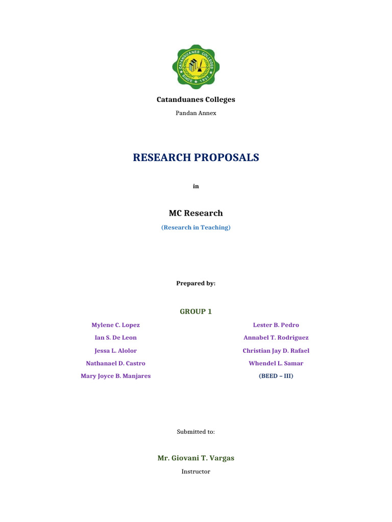 Research Proposals | PDF