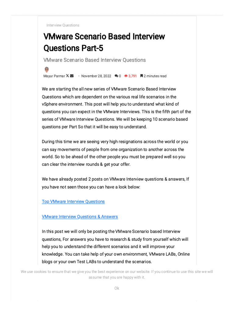 VMware Scenario Based Interview Questions Part-57 - Mastering VMware | PDF | Computer ...