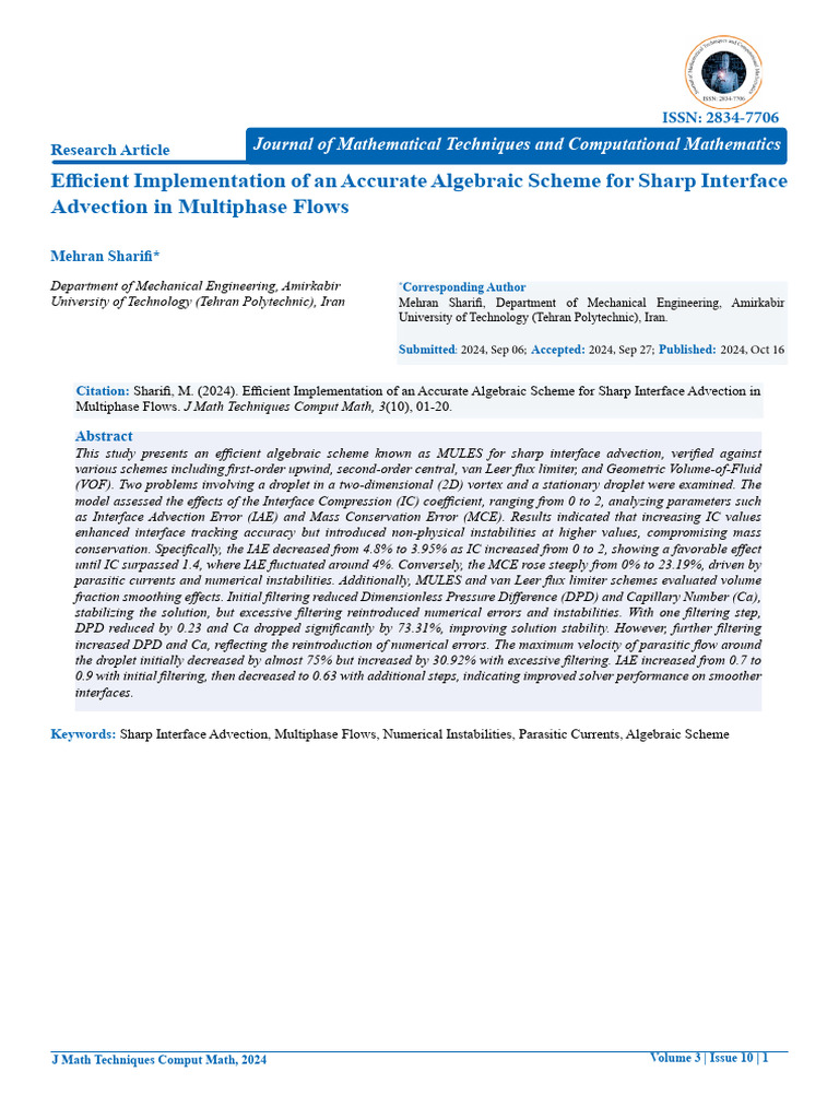 Efficient Implementation of An Accurate Algebraic Scheme For Sharp Interface Advection in ...