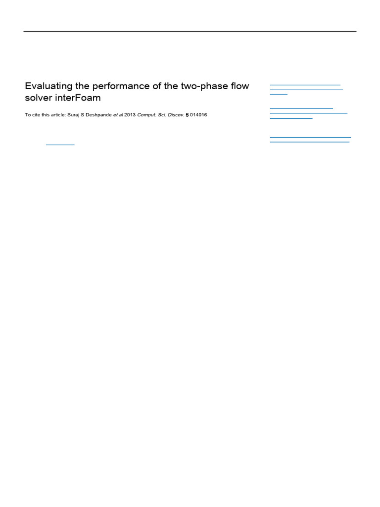 Evaluating The Performance of The Two-Phase Flow Solver InterFoam | PDF ...