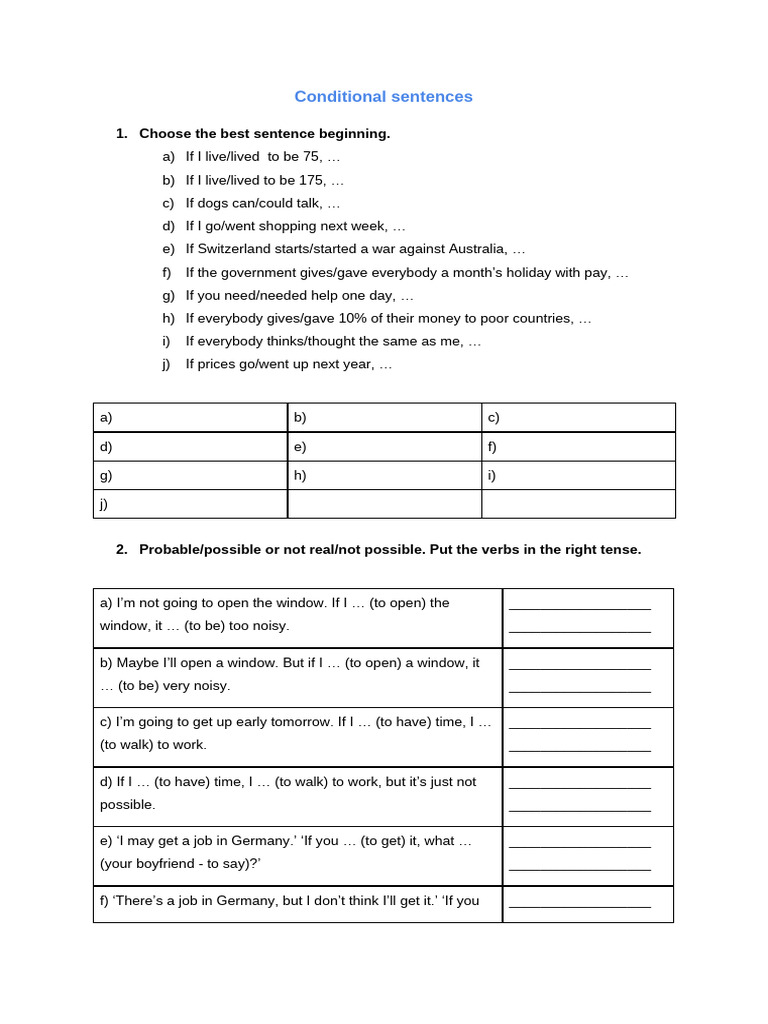 F2 Conditional Sentences | PDF | Language Families | Languages