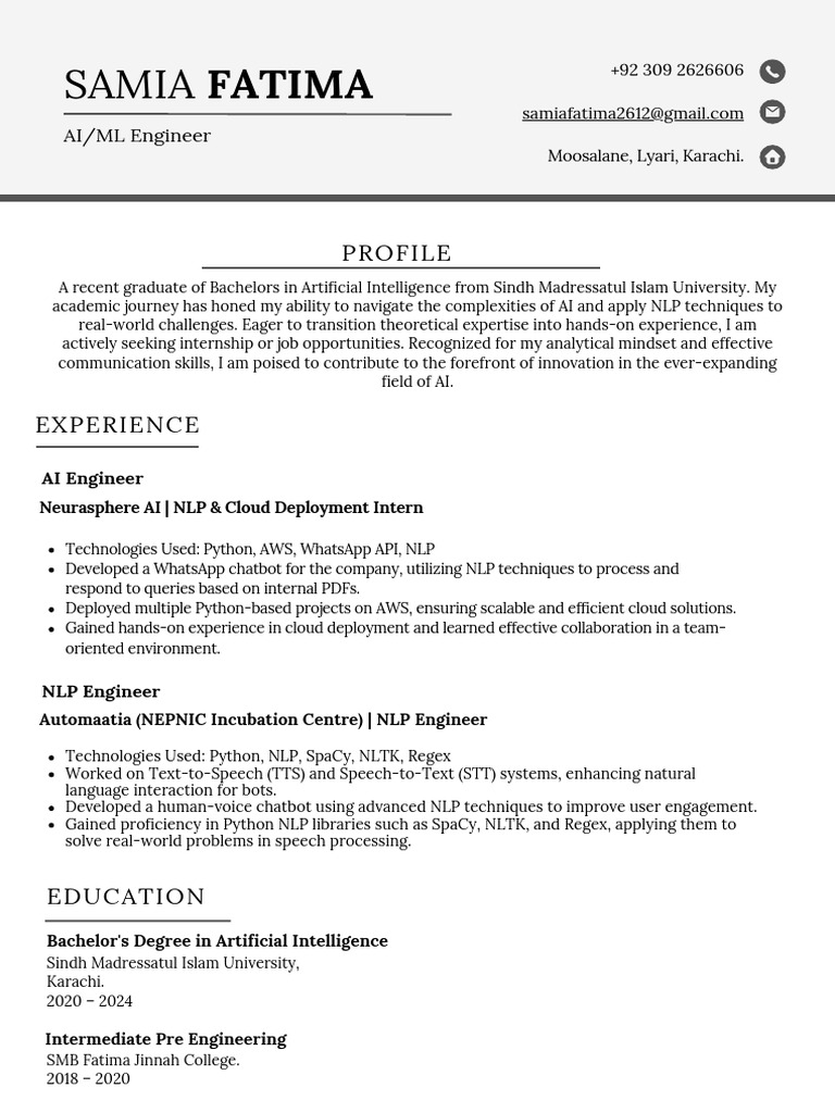 Samia Cv | PDF | Artificial Intelligence | Intelligence (AI) & Semantics