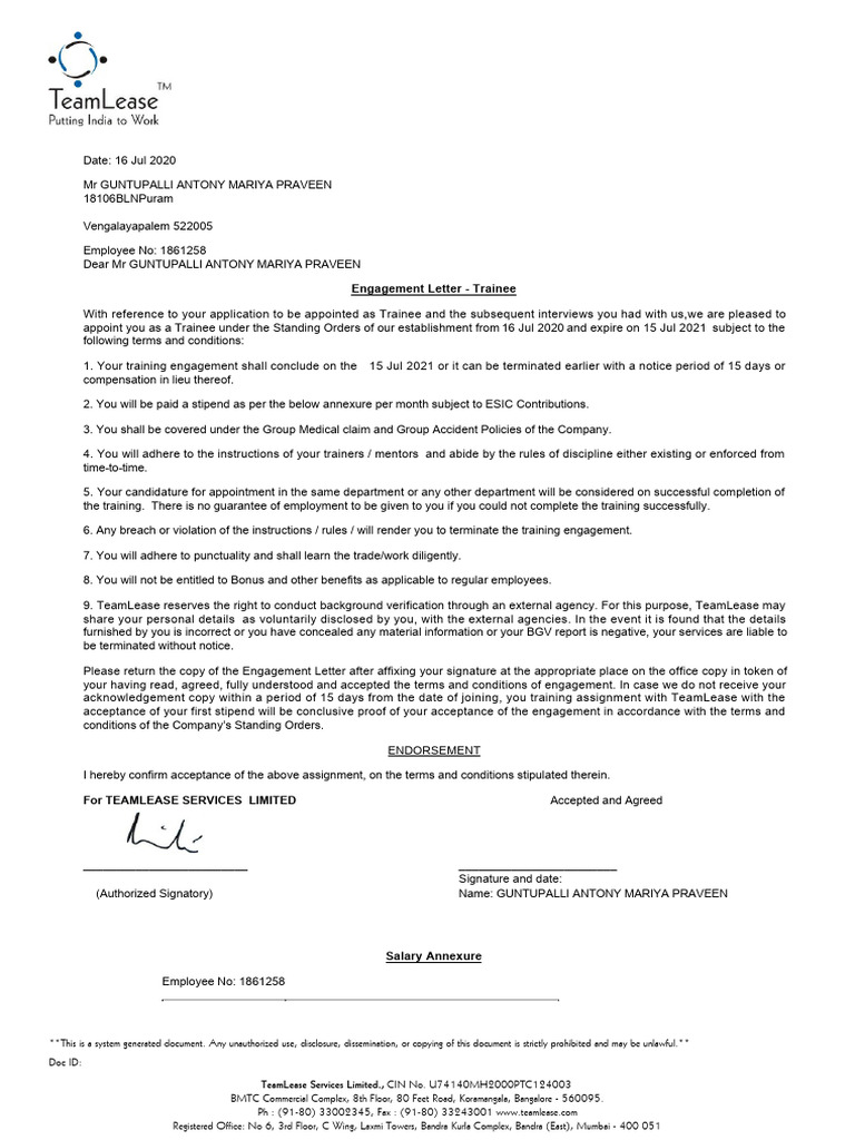 Bajaj Offer Letter | PDF | Tax Deduction | Government Finances