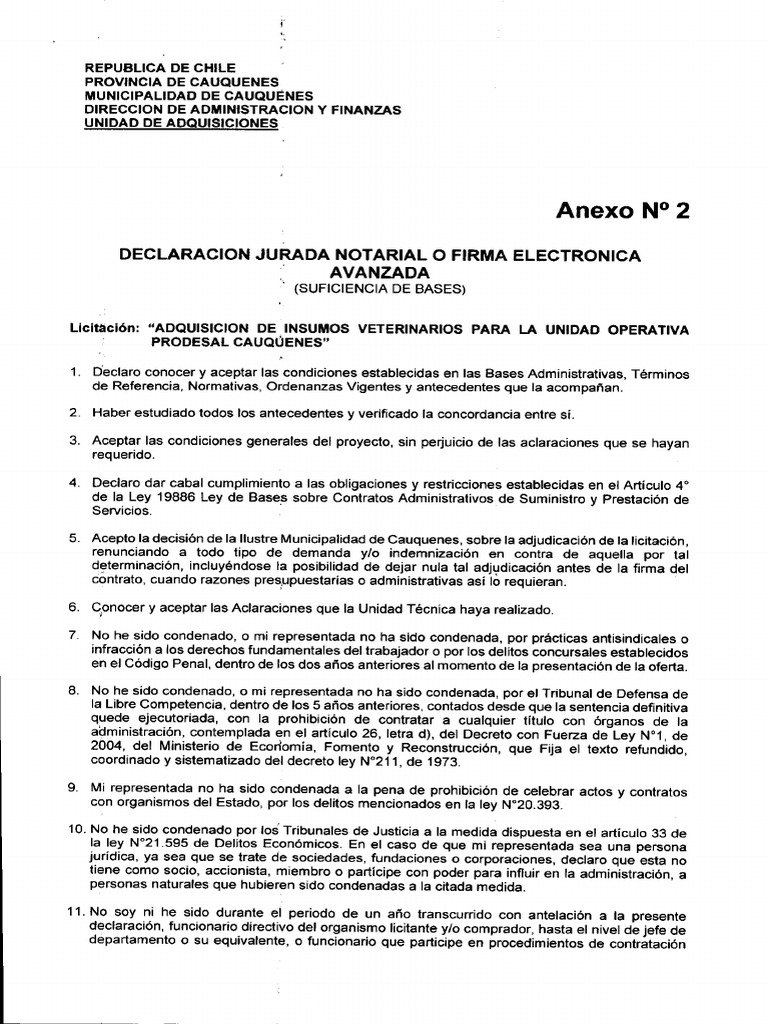 Anexo 2 Declaracion Jurada | PDF
